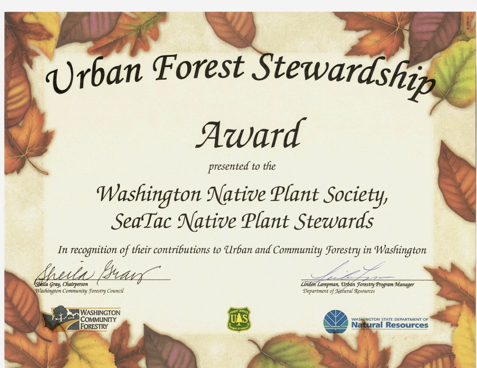 North SeaTac Park Woodland Restoration: Urban Forest Stewardship Award