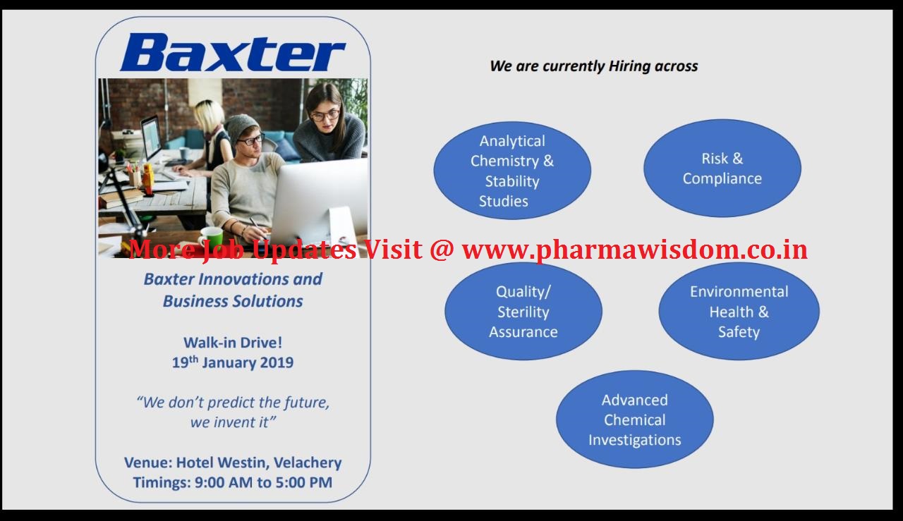 Baxter Pharmaceuticals - Walk-In Drive for Multiple Positions on 19th Jan' 2019 - PHARMA WISDOM