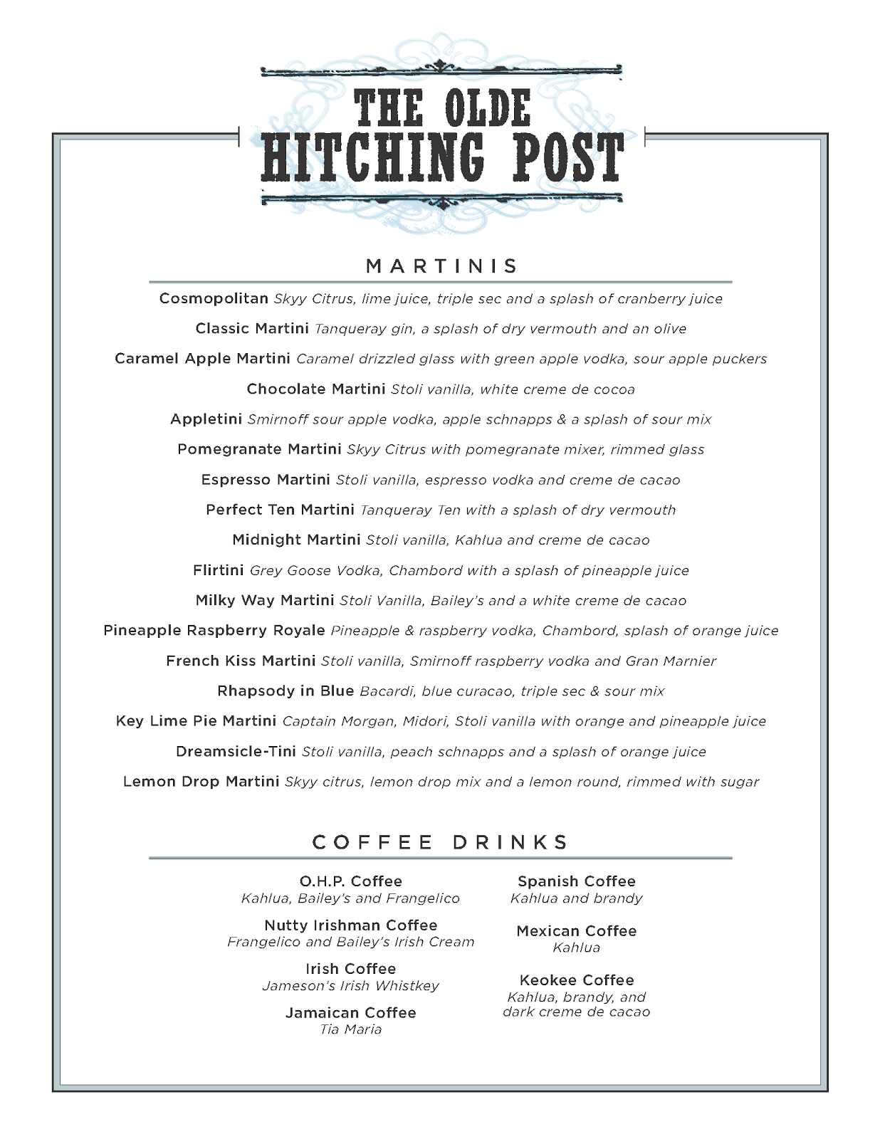Usen Gandara Art/Design: The Olde Hitching Post Logo and Menus