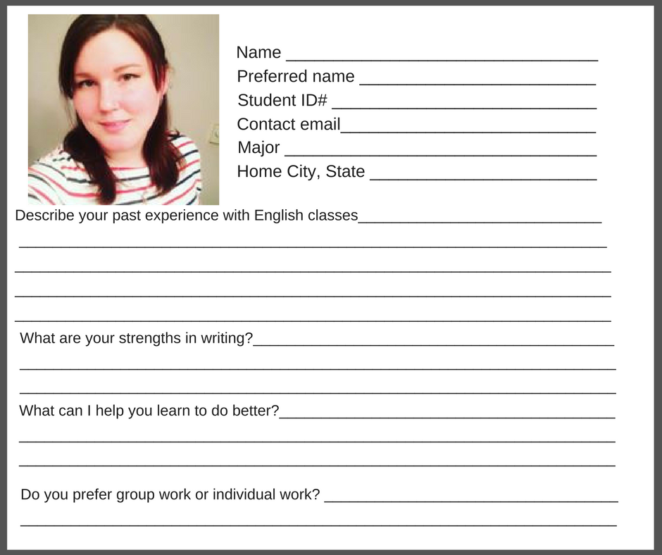 Composition Classroom: Learning Students' Names (and more!) Activity