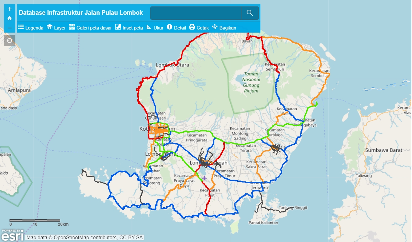 INFRASTRUKTUR JALAN PULAU LOMBOK PROV. NTB | NGK Maps Collection