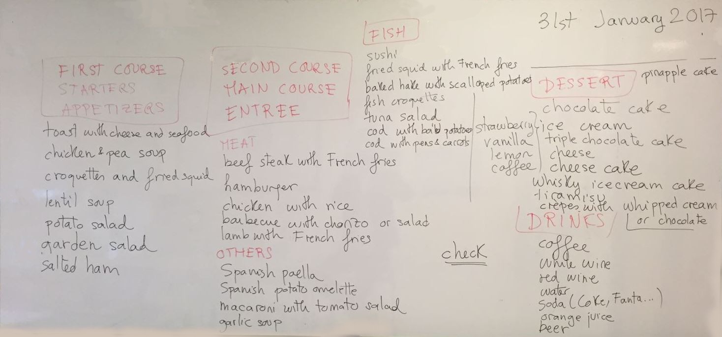 CPI Tino Grandío Bilingual Sections: Our restaurant menu