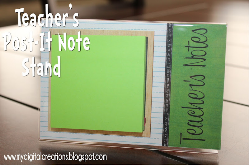 My Digital Creations: Teacher's Post-It Note Stand - FREEBIE