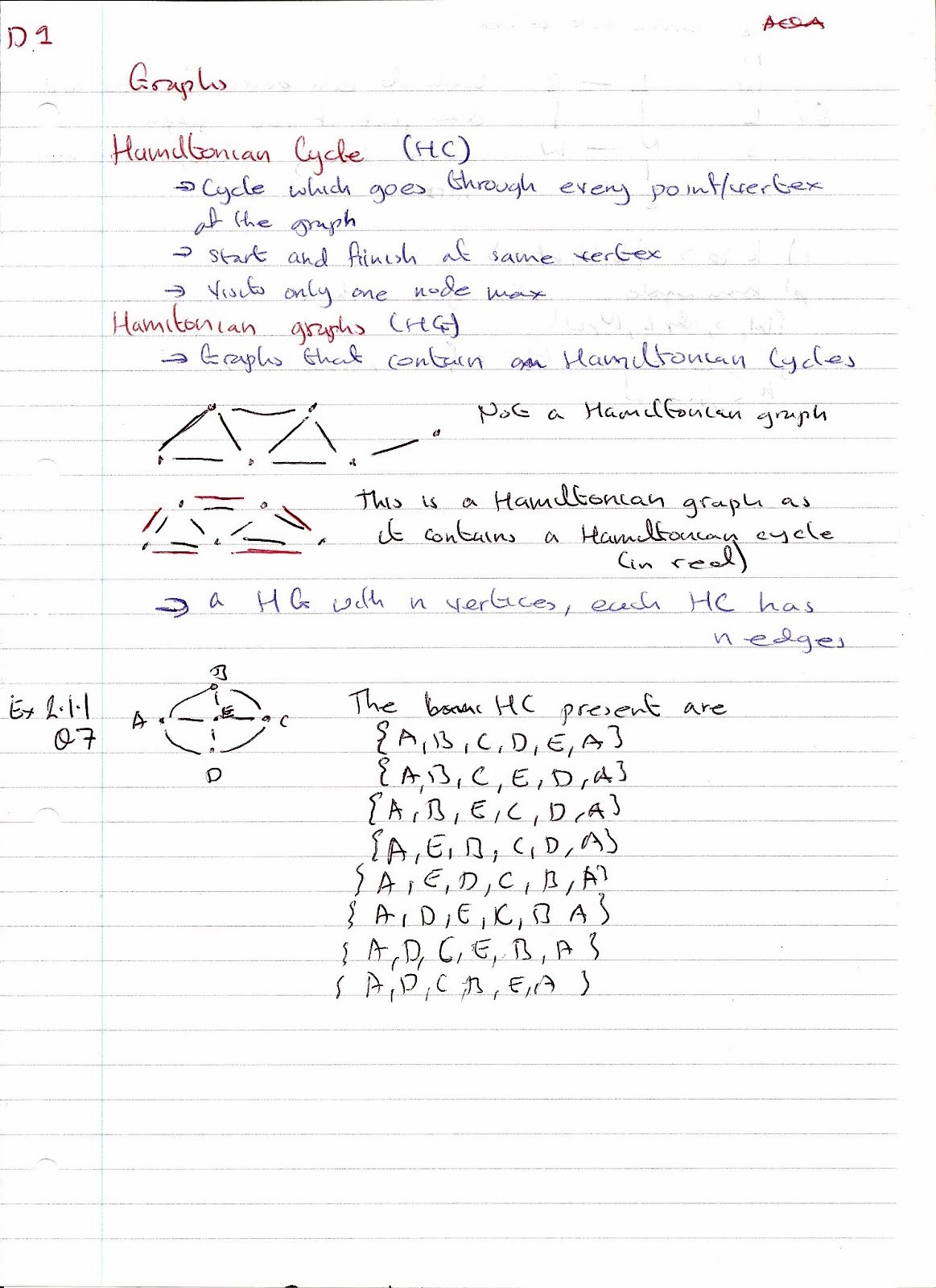 A Level Maths Notes: Decision - Graphs - Special Types