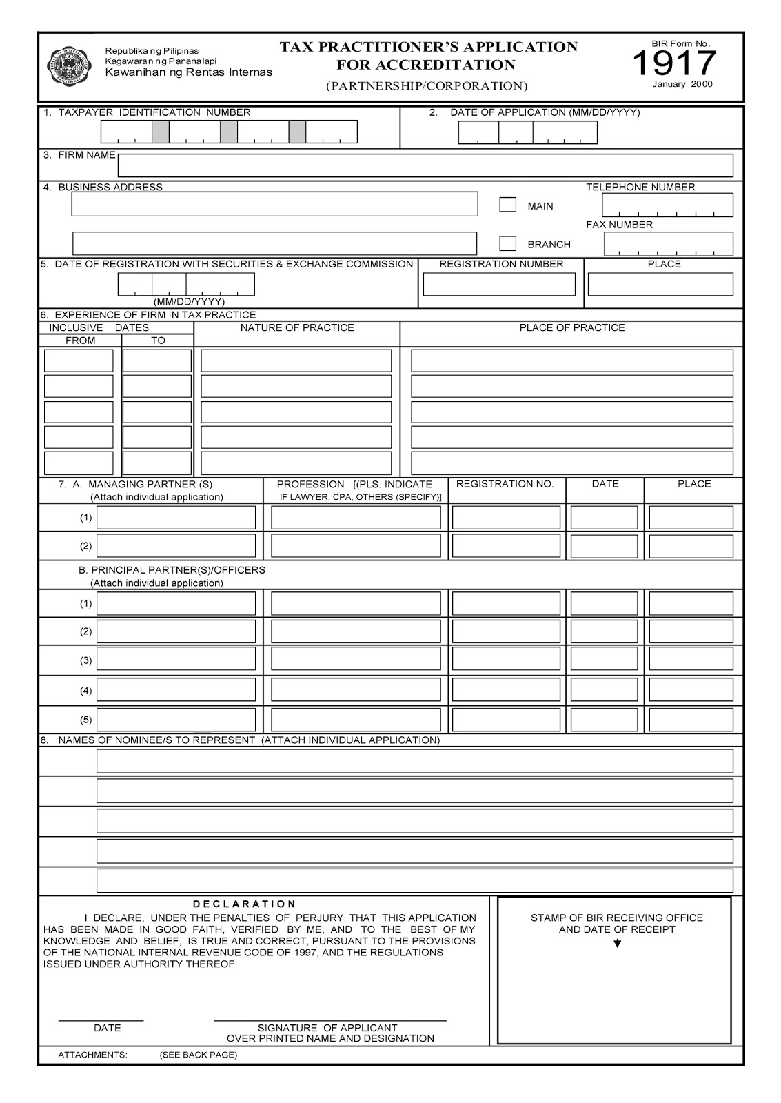 busapcom: BIR Application Forms 1914 - 1917