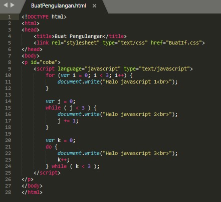 Belajar HTML | Nassya Putri Riyani: JAVA SCRIPT : PENGULANGAN & FUNGSI