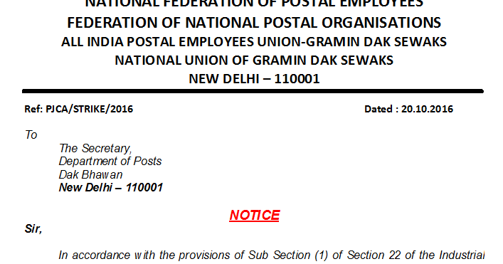 .: STRIKE NOTICE SERVED