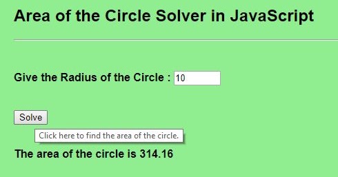 Free Programming Source Codes and Computer Programming Tutorials: Area of the Circle in ...