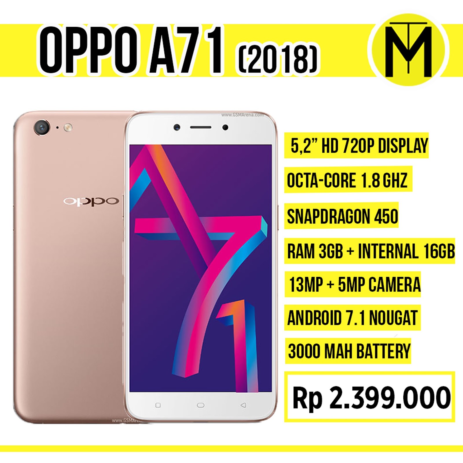 Oppo A71 2018 Warna Pink - Oppo Terbaru