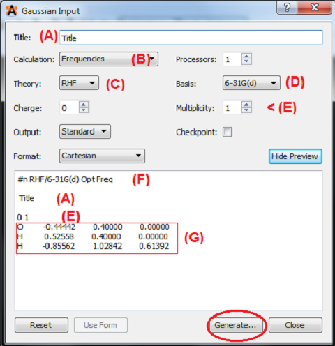 How to execute Gaussian09 under GaussView05?