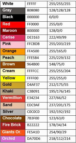 Eddie's Math and Calculator Blog: A List of Colors