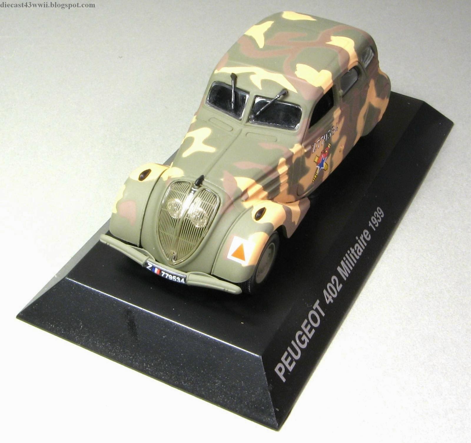 Military scale models: Peugeot 402. Hachette & Norev