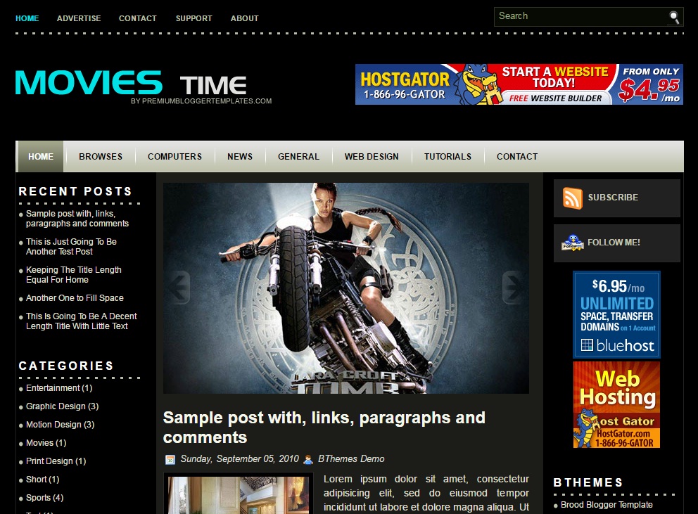 Template criar Blog de Filmes - Movies Time