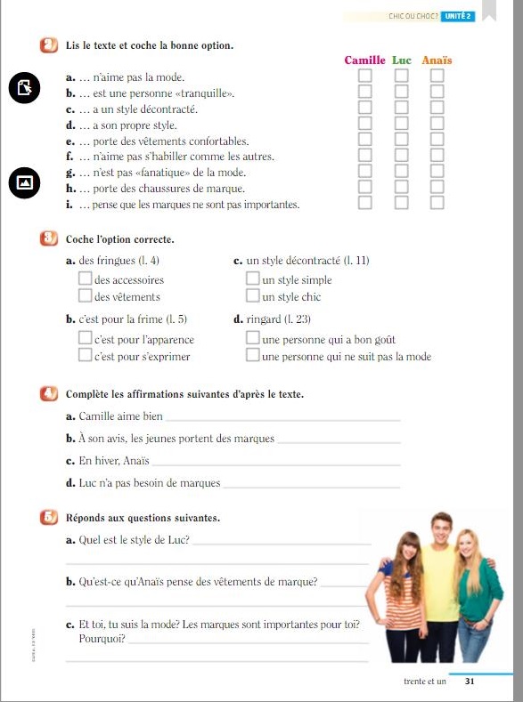 Le français, c'est cool !: Devoirs de la 8ème année