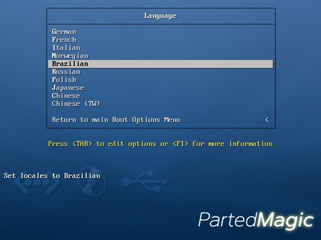 Usando o GParted com o Parted Magic