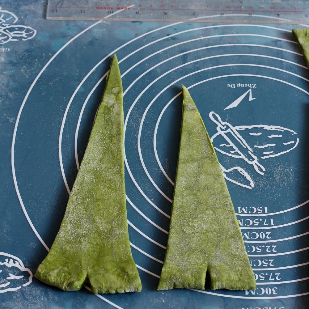 Matcha danish loaf and croissants