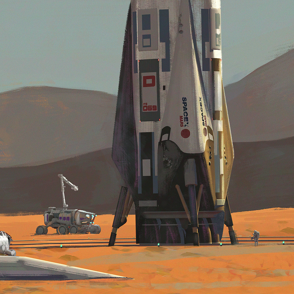 SpaceX ITS spaceships at Mars Base Alpha by Maciej Rebisz | human Mars