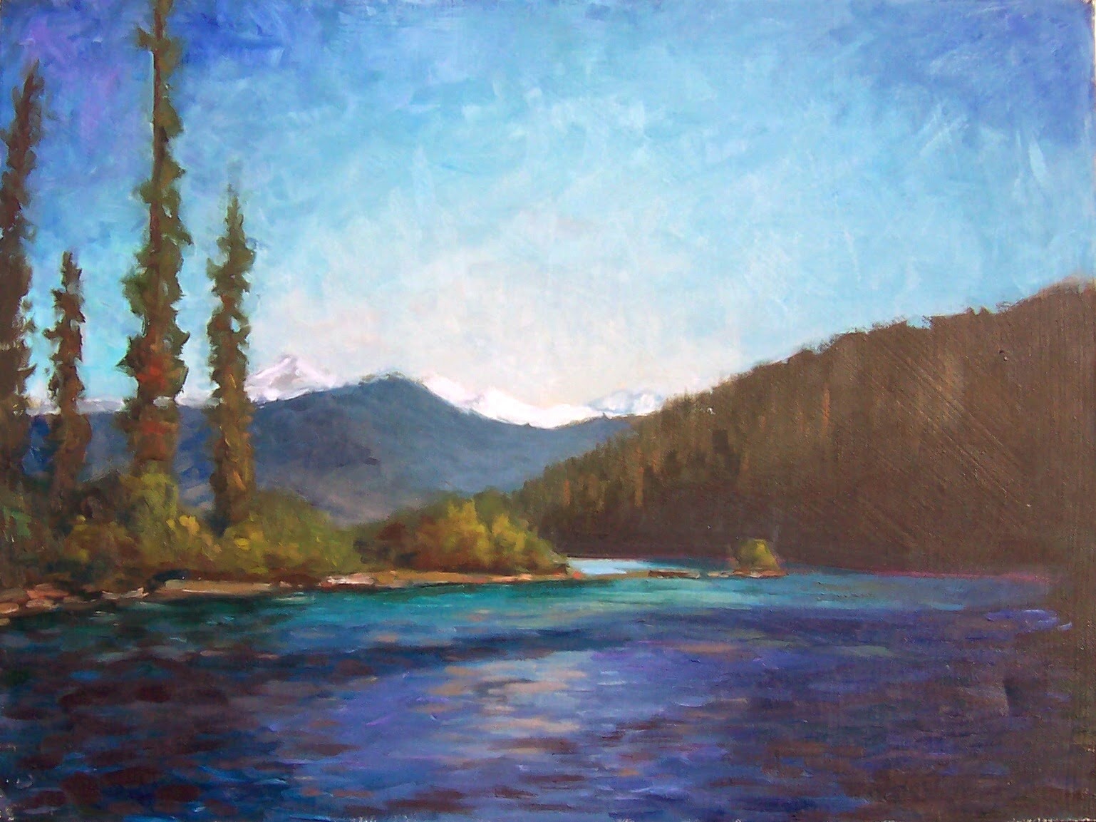 Art Every Day : Canadian Lake,landscape,oil on canvas,18x24,price$900