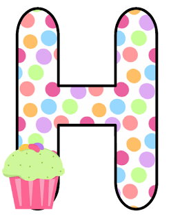 Abecedario con Lunares de Colores y Cupcakes. Alphabet with Colored ...