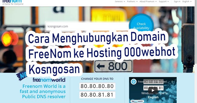 Mengubah Alamat Hosting 000webhost pakai Domain Freenom - KOSNGOSAN