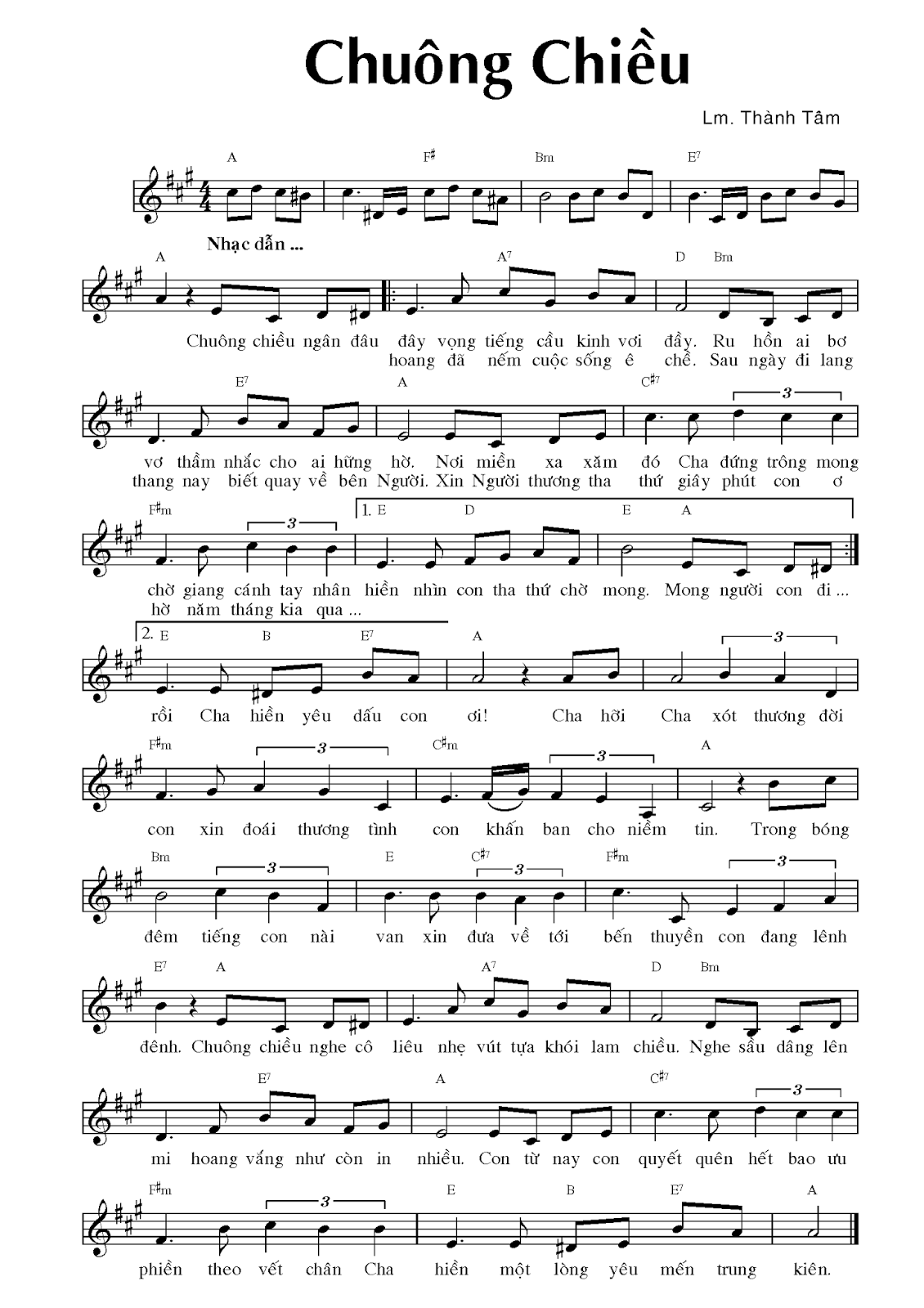 SHEET MUSIC FREE - Sheet PIANO FOR YOU ~ CHUÔNG CHIỀU