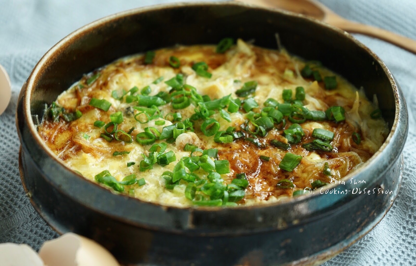 蜆肉粉絲蒸蛋 Steamed egg with clam and green bean vermicilli ~ Rita Shum