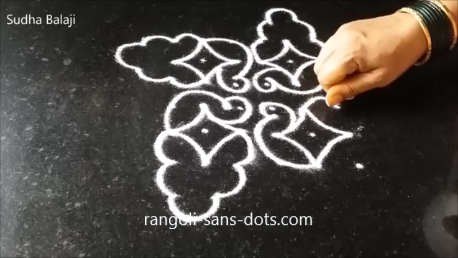 Rangoli designs with dots - 6 dots