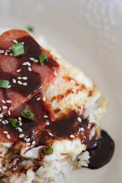 Spam and Eggs with Maple Chile Syrup