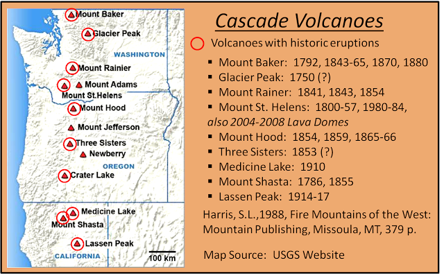 Geo Gold Emmons: The Cascade Volcanoes as seen in Satellite Images