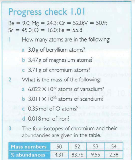 Cambridge AS Chapter 1 Questions ~ K Chemistry