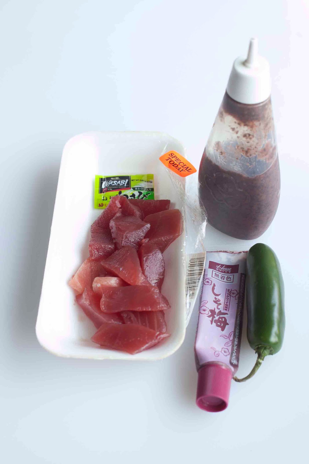 FOODjimoto: Spicy Sashimi with Umeboshi on Crispy Renkon