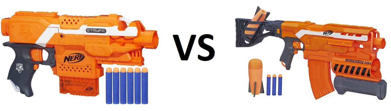 Outback Nerf: Comparison: Nerf Elite Stryfe vs Nerf Elite Demolisher