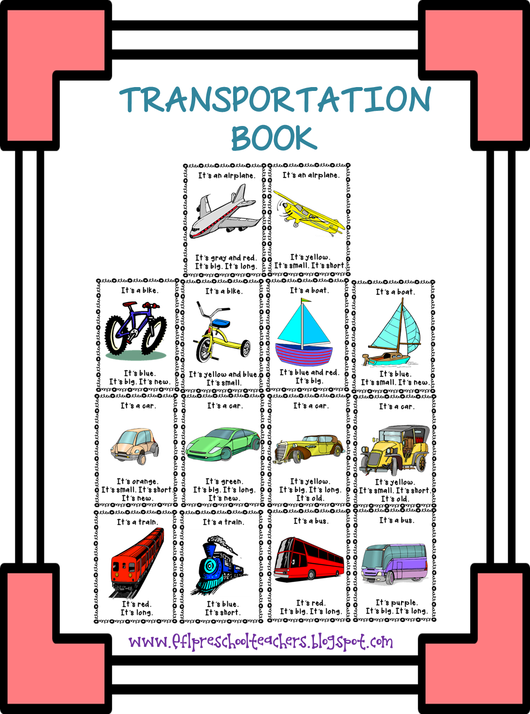 ESL/EFL Preschool Teachers: Transportation Review Unit for ELL