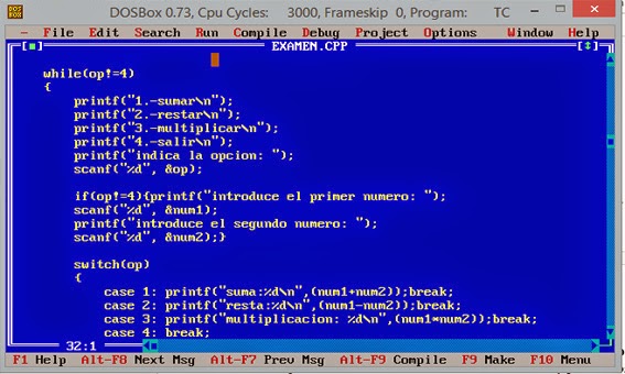 programacion básica conalep: ejercicios de la sentencia switch case