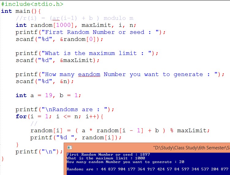 Residue Method's Code in C and MatLab | Congruential Method Code ... Residue Method's Code in C and MatLab | Congruential Method Code ...