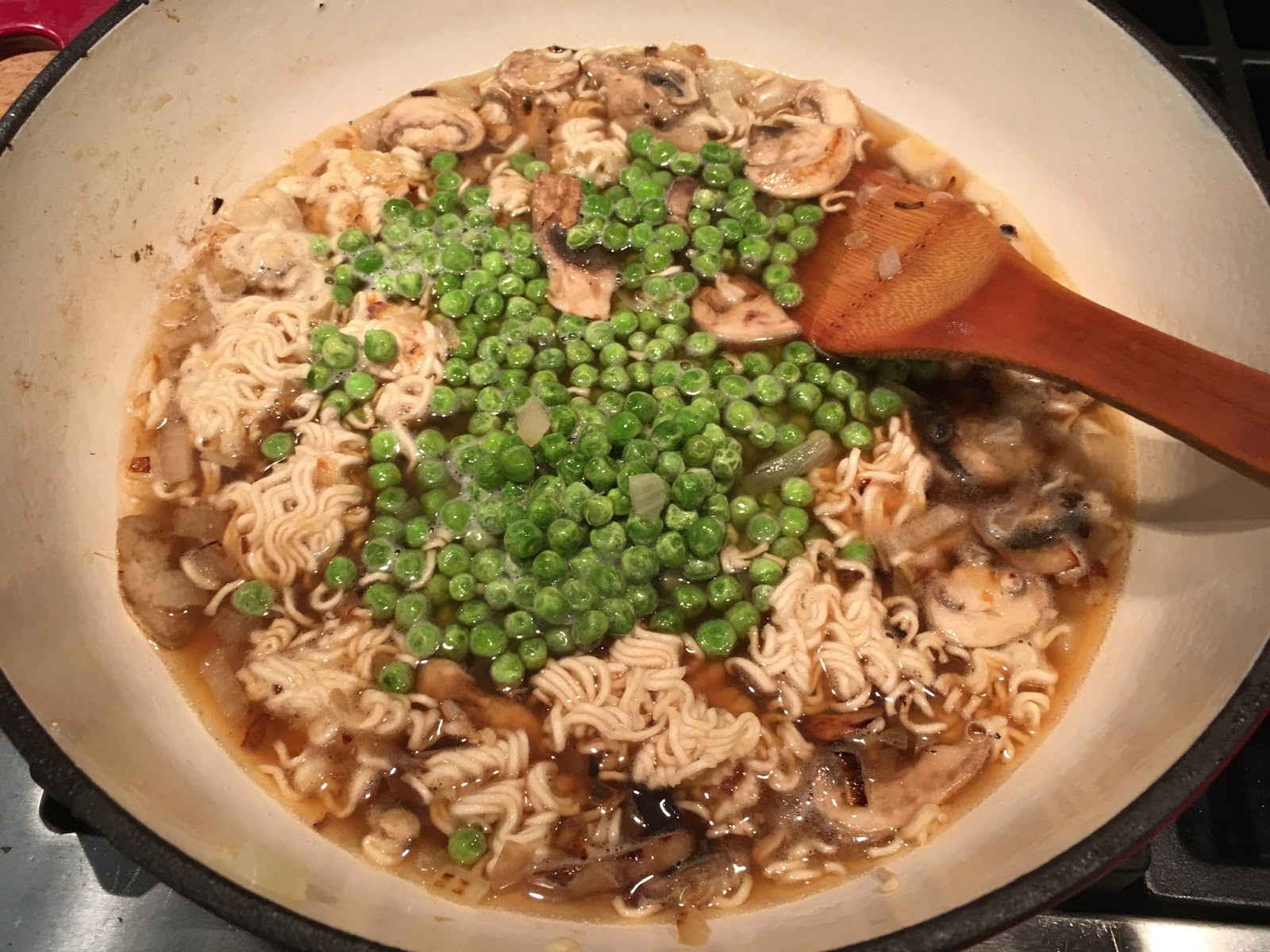 Cooking with Barry & Meta: Pea and Mushroom Ramen "Risotto"
