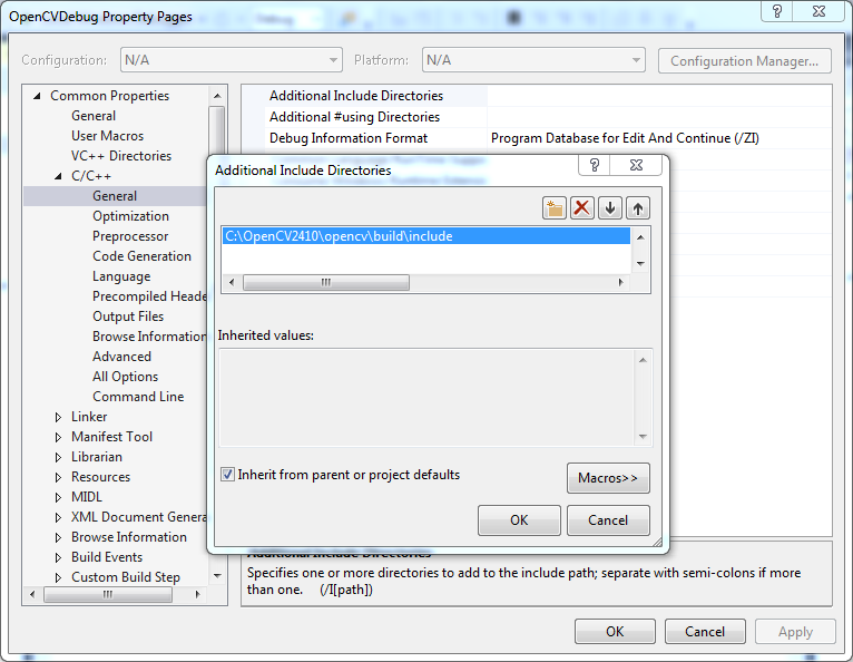 Milinda Pro: Create OpenCV property sheets in Visual Studio to store properties