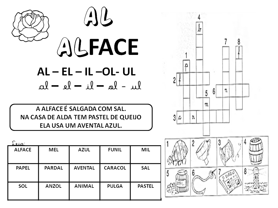 Atividades Escolares: atividades com al,el,il,ol,ul