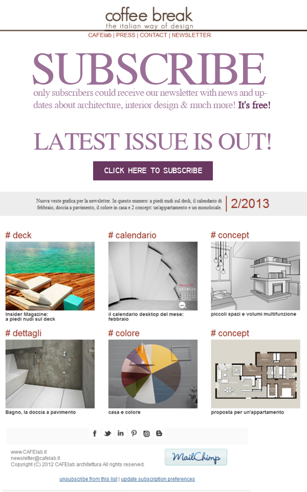 Coffee Break | the italian way of design NEWSLETTER, SUBSCRIBE IT ...