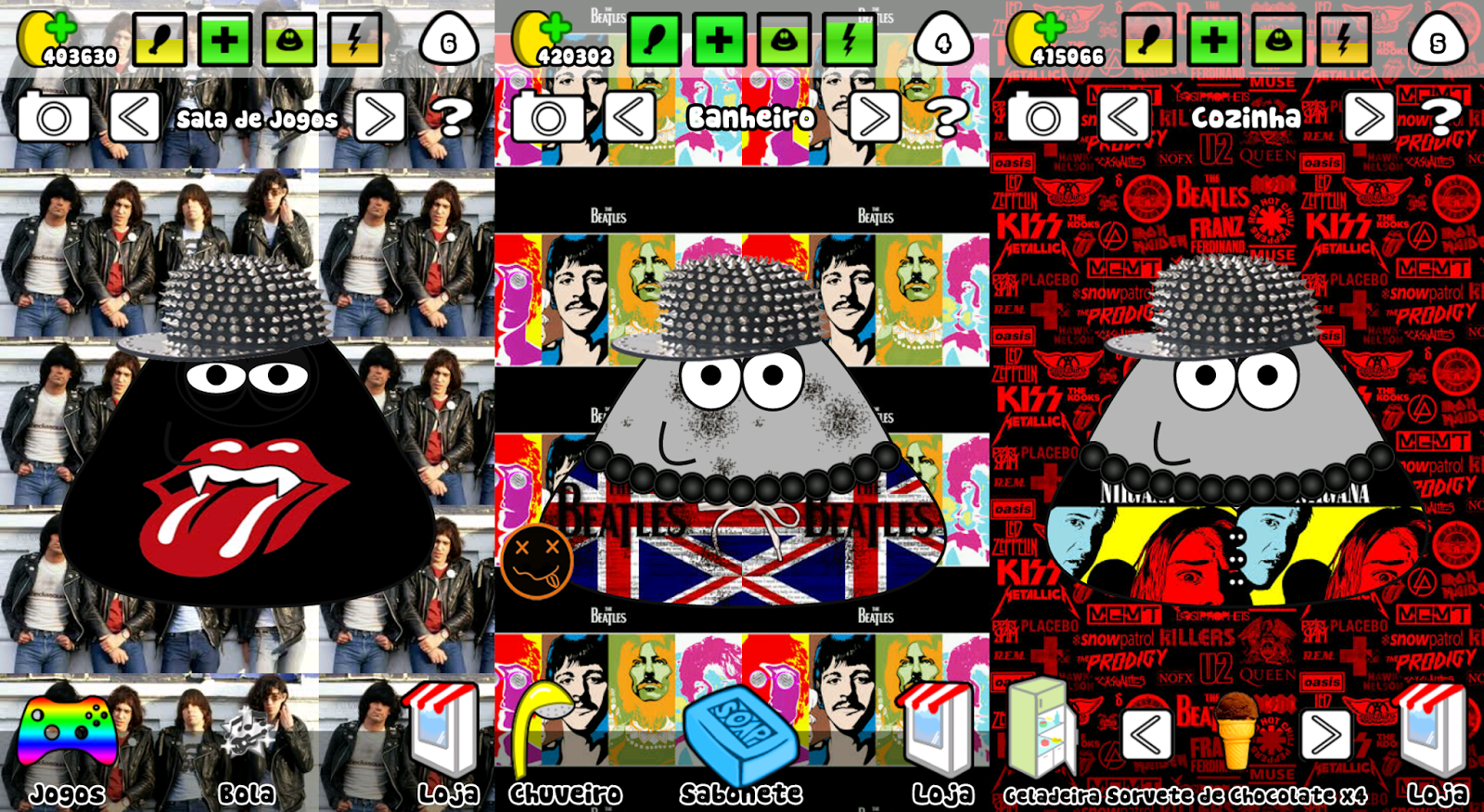POU: Download Rock In Pou 1.4.53 com moedas infinitas e tema de