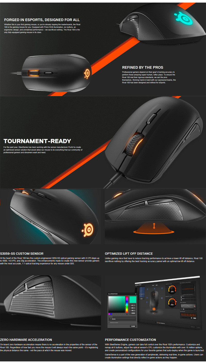 TECH STORE: Brand New SteelSeries Rival 100 Gaming Mouse Mice USB Wired ...