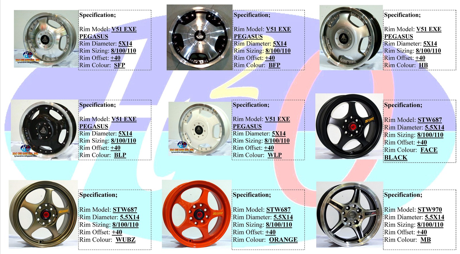 Tyre and Rims (H2O One Stop Sdn. Bhd.): 14 Inch Rims With Sizing ...