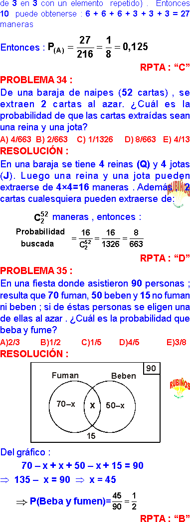 PROBABILIDADES PROBLEMAS RESUELTOS EN RAZONAMIENTO MATEMÁTICO DE ...