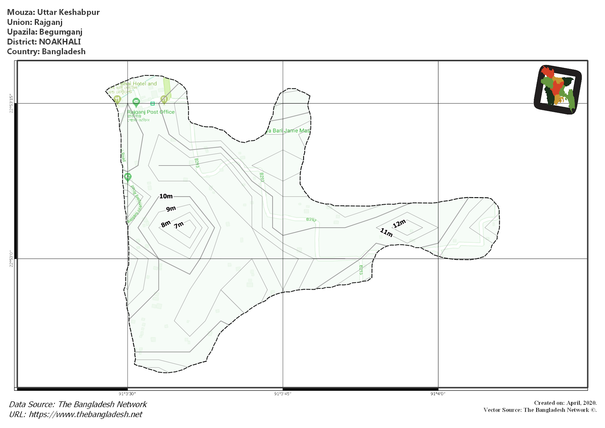 Map of Uttar Keshabpur Mouza, Begumganj, Noakhali
