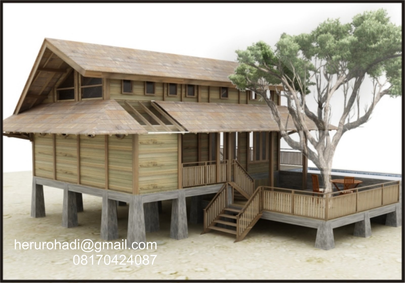 SKETSA BANGUNAN: RUMAH KAYU