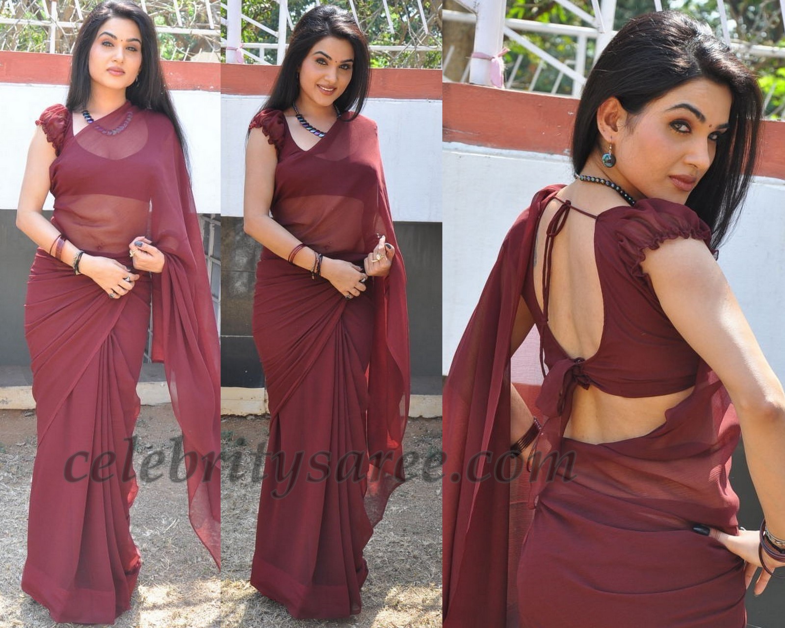 Kavya in Plain Sari - Saree Blouse Patterns