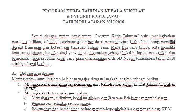 Download Program Kerja Kepala Sekolah SD - REVISI RPP KURIKULUM