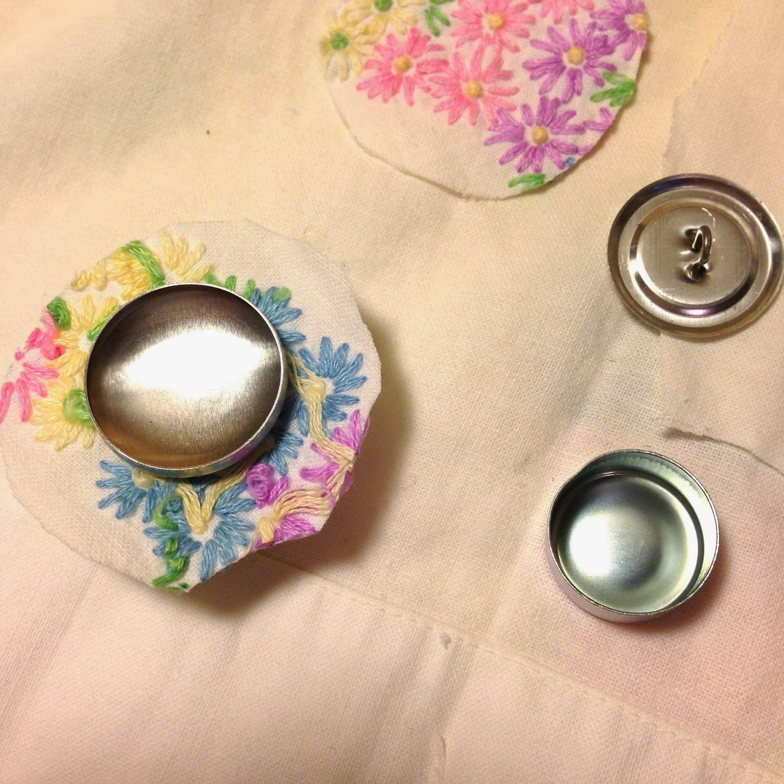 embroidered covered buttons - Knitionary