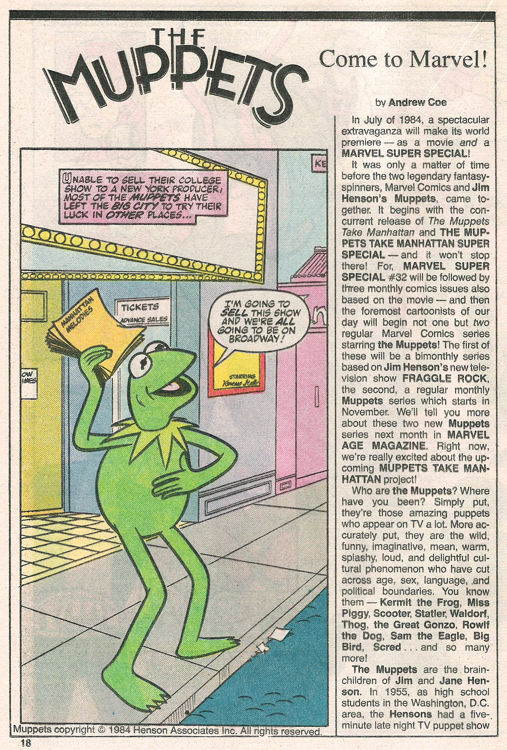 STARLOGGED - GEEK MEDIA AGAIN: 1984: THE MUPPETS TAKE MARVEL