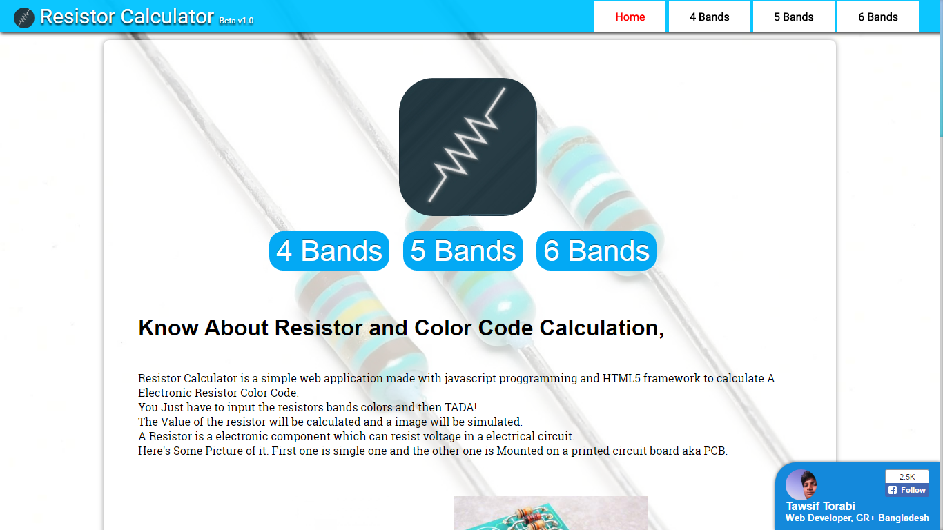 GitHub - TawsifTorabi/ResistorCalculator: A Javascript Color Picker Calculator to read a ...